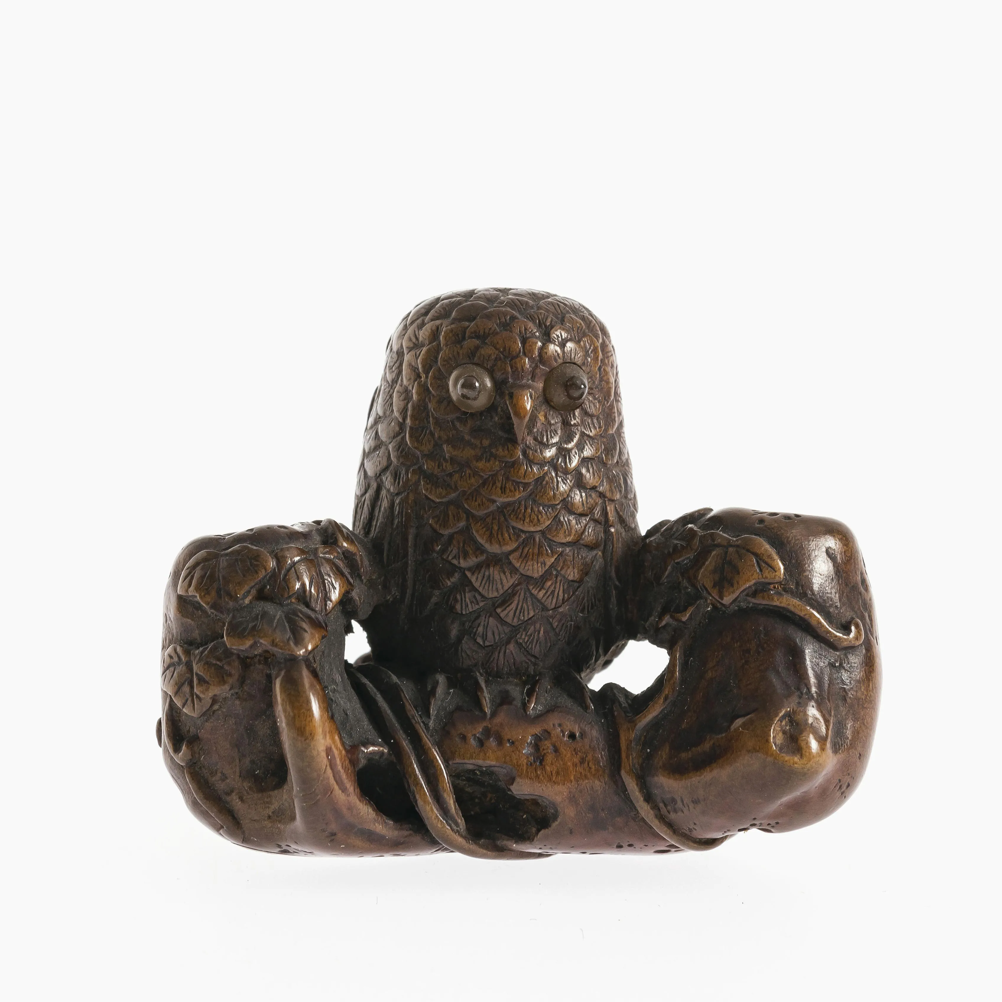 A netsuke "owl on branch pedestal" | Widewalls
