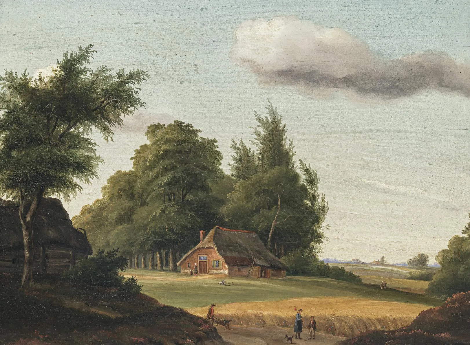 G. ten Kate Circa 1848 - Landscape With Cornfield, Farmhouse And Figures | Widewalls