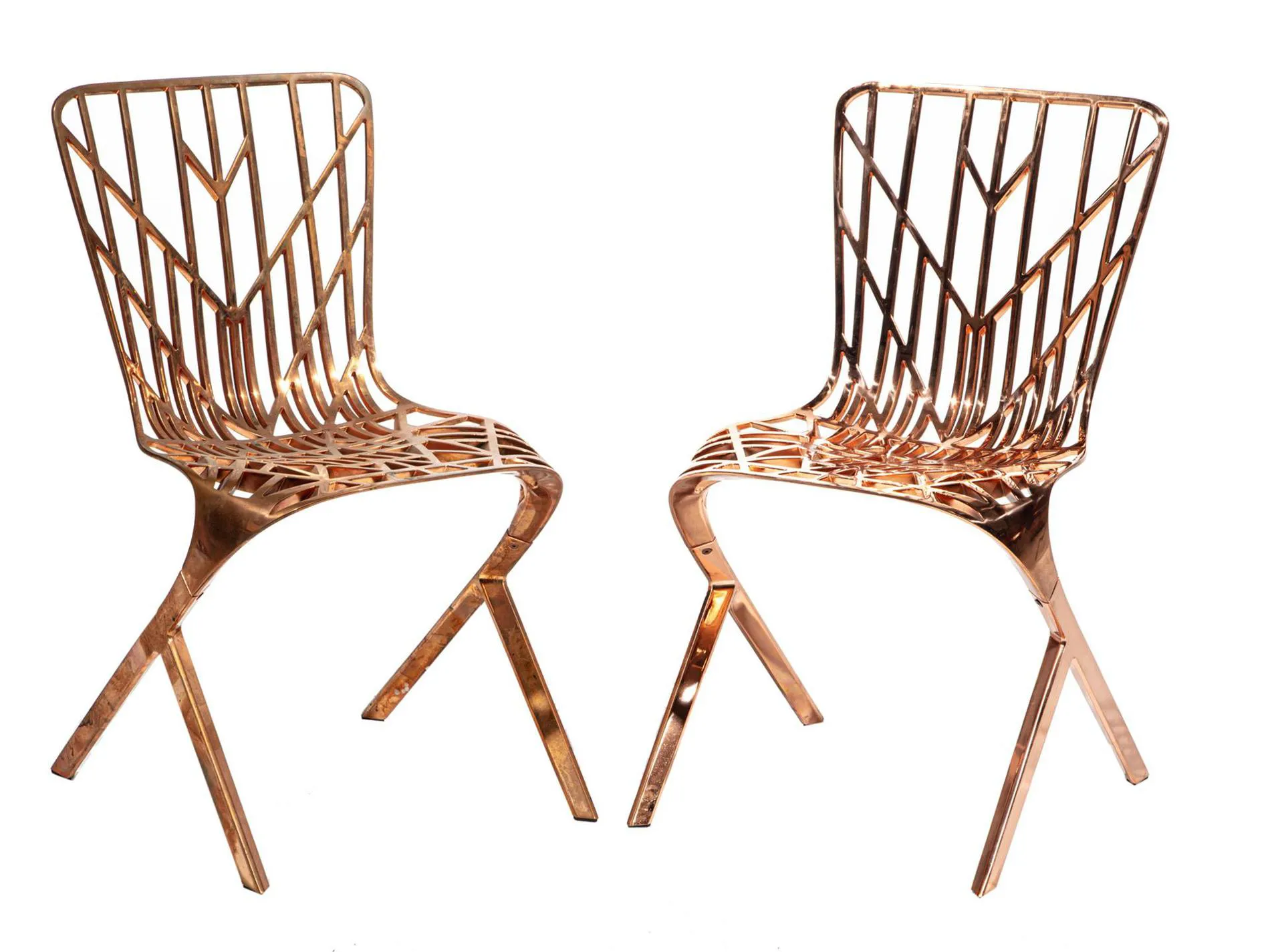 Pair Ofdavid Adjaye For Knoll Studio Copper-Plated Aluminum "Washington ...