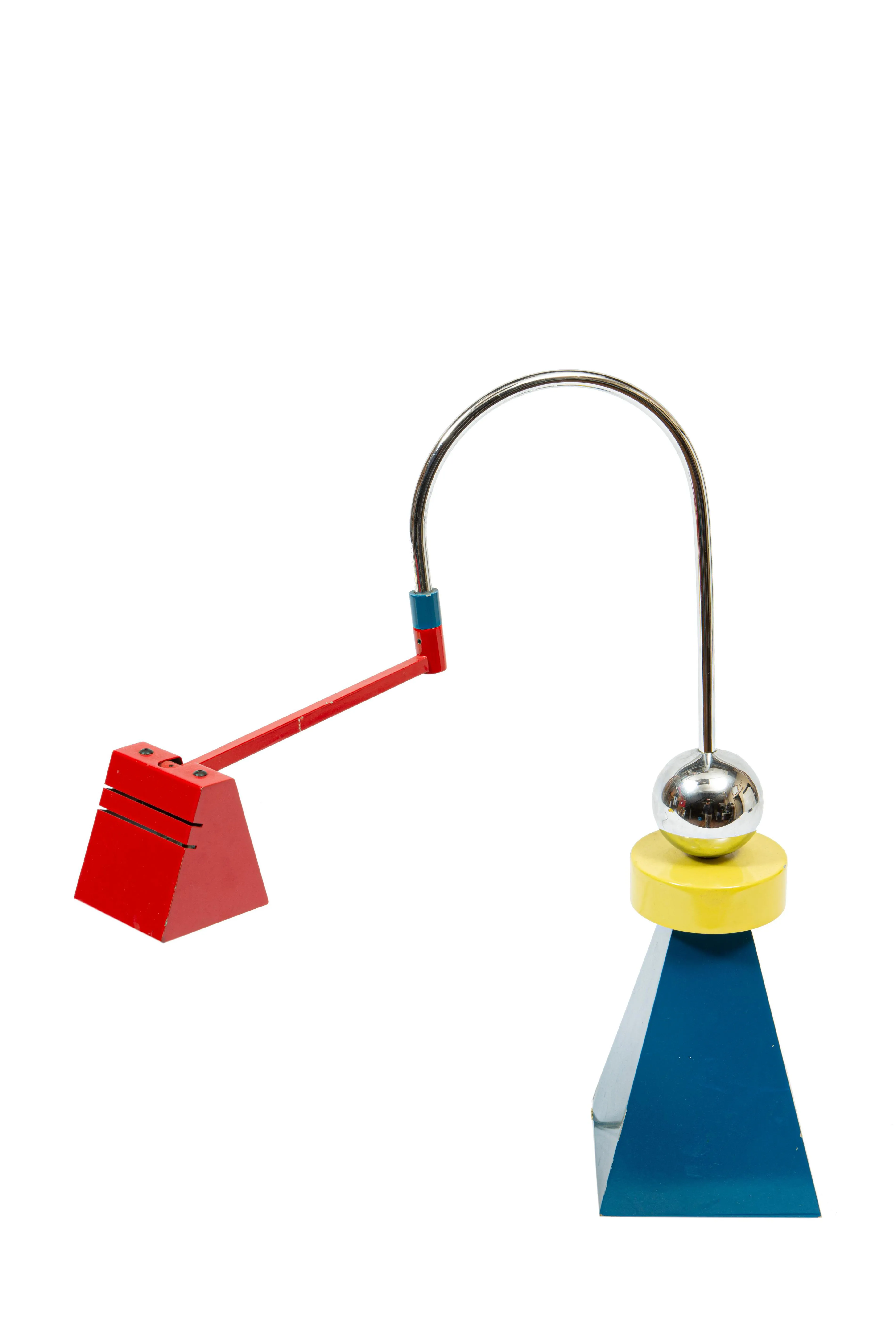 Vintage Casella Lighting Enameled Metal And Chrome Memphis-Style Table ...