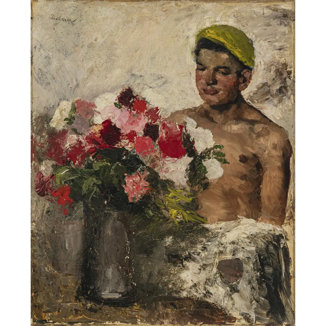 Paul Mathias Padua - Young Man With Yellow Cap In Front Of A Bouquet Of ...