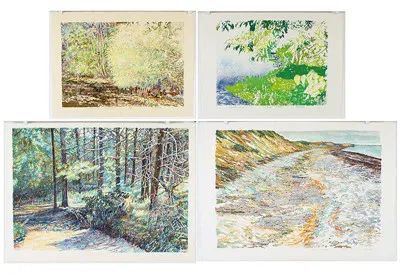 Four Color Lithographs: Including 'Grand Island', 'Canon Hill Pathway ...