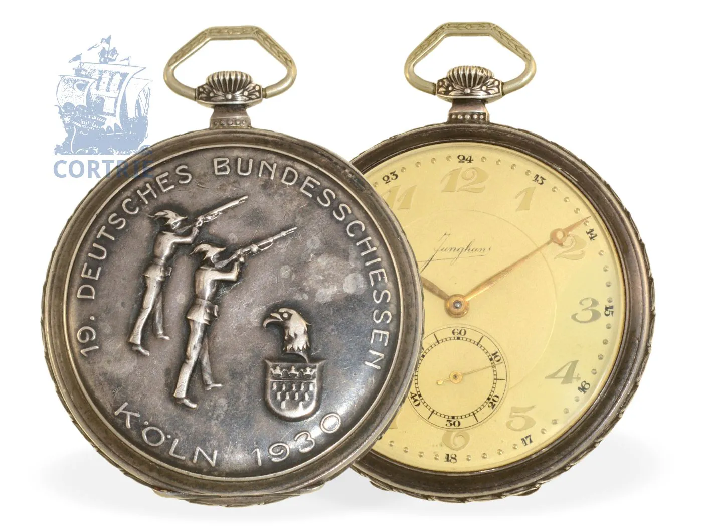 Pocket watch: Art Deco marksmen watch, 19th German shooting matches ...