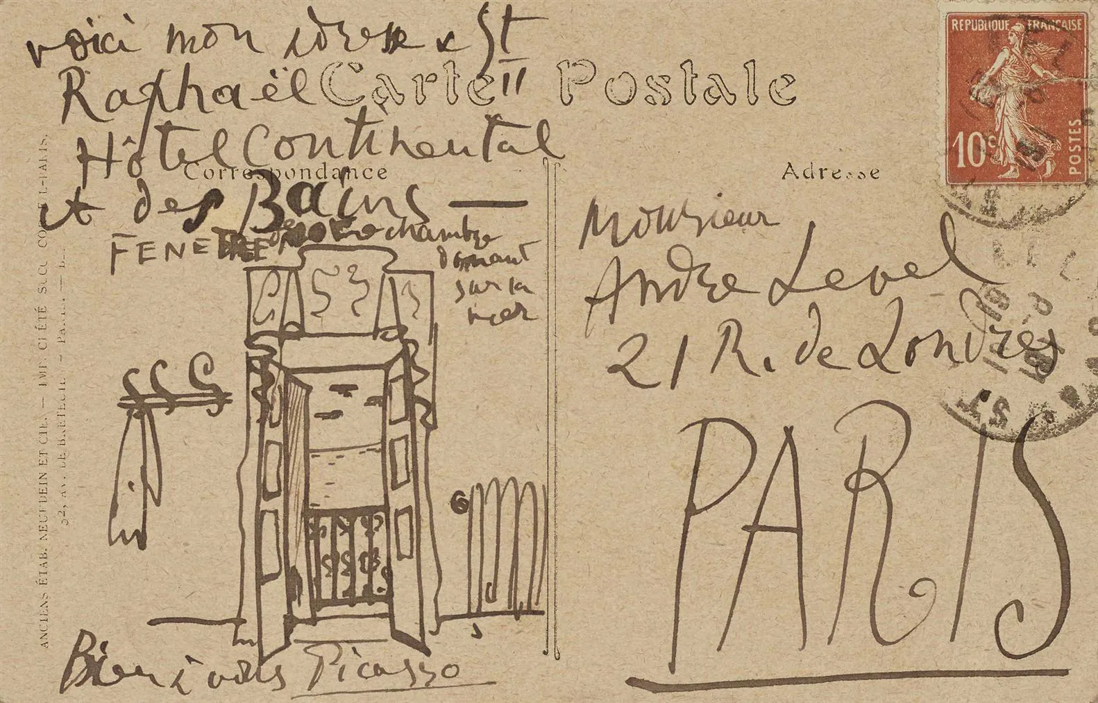 Vue Dune Fenetre (Carte Postale Adressee A Andre Level) | Widewalls